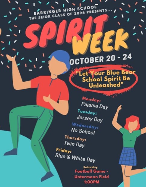 Barringer High School Spirit Week-Friday, Oct. 24th - Blue & White Day ...