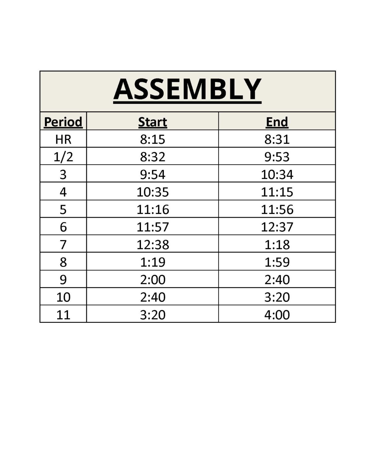 Bell Schedule - Newark School of Data Science and Information Technology