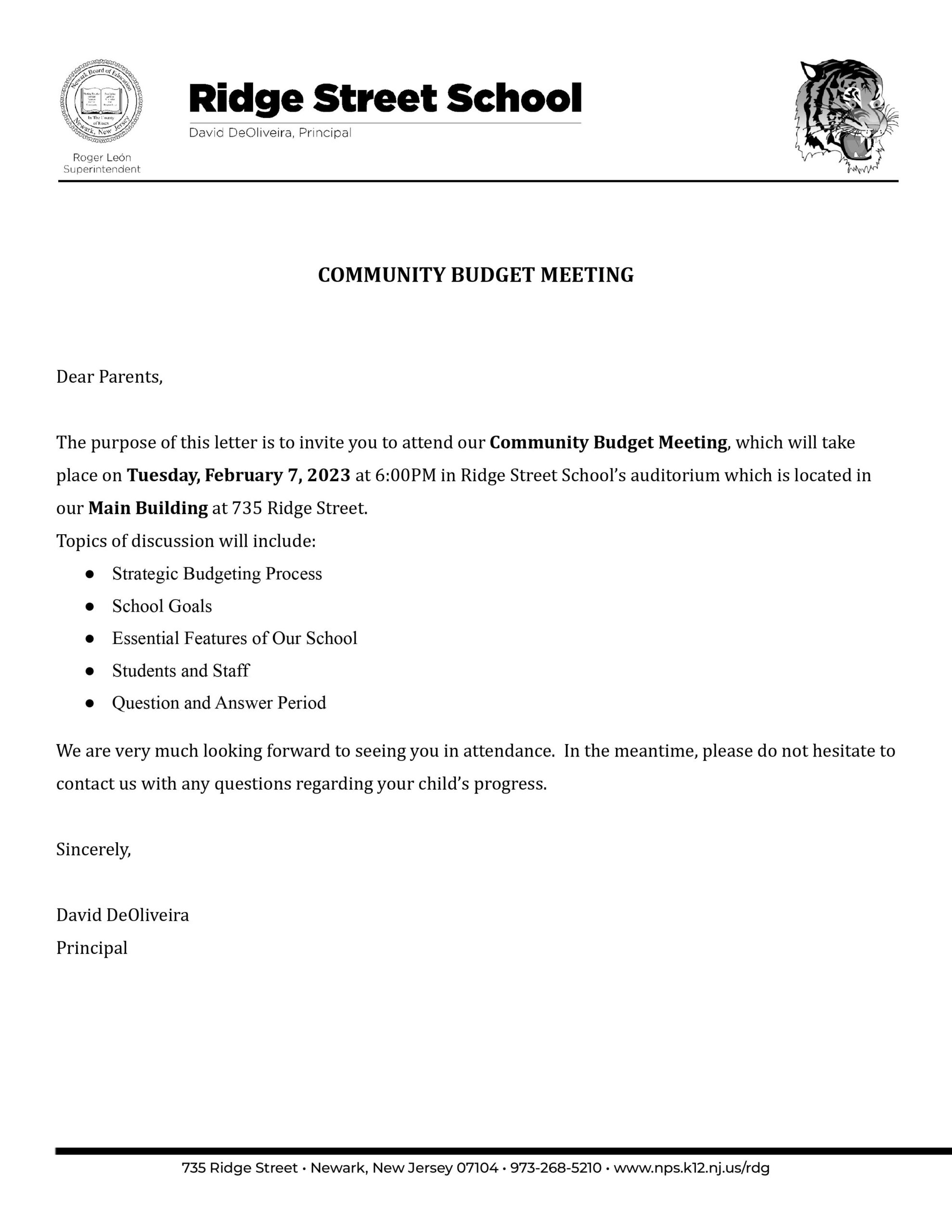 Community Budget Meeting - Ridge Street